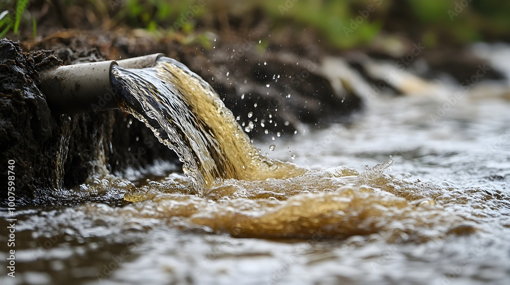 A stream of water from a tap turns into thick, murky sludge as it falls ...