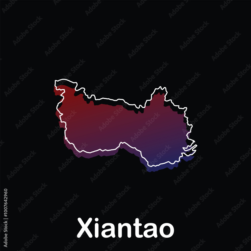 Xiantao City of China map vector illustration, vector template with ...