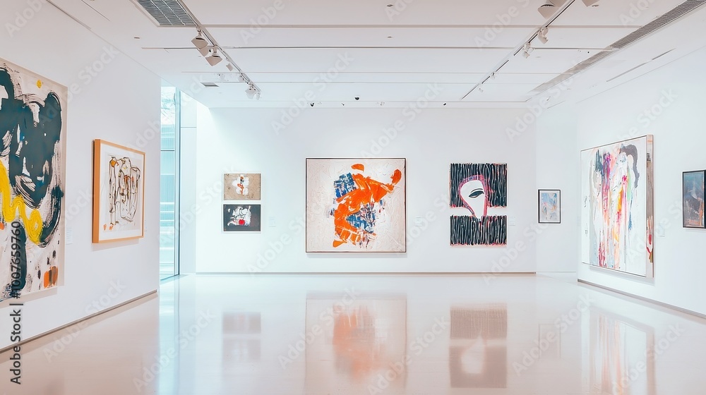 Art Gallery Interior, a vibrant showcase of contemporary artworks ...