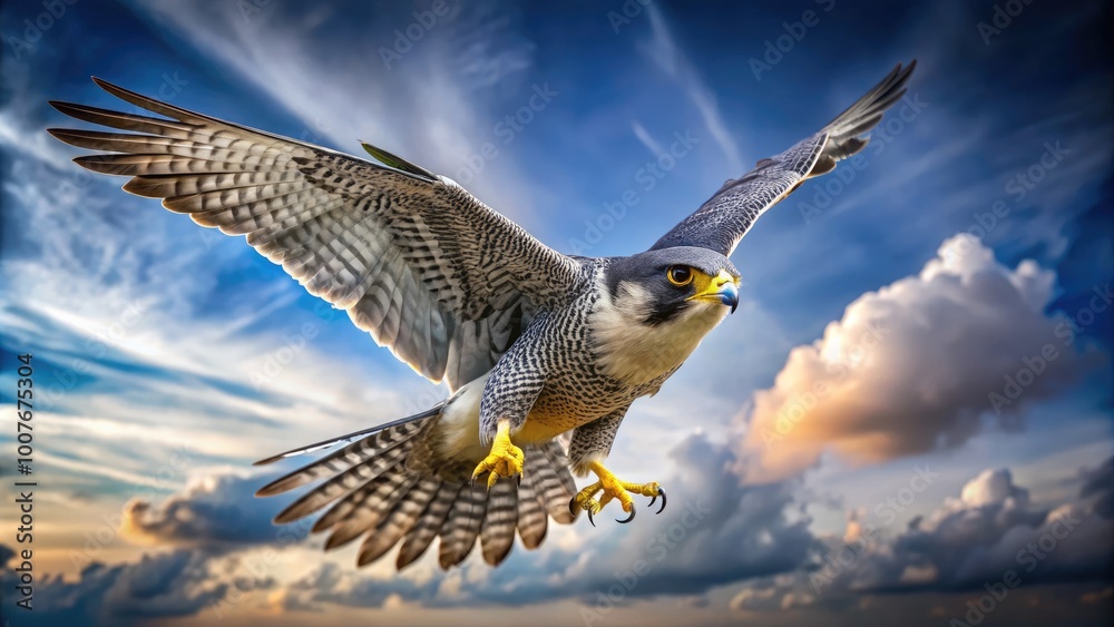 Majestic Peregrine Falcon Soaring Through the Sky in a Dynamic Display ...