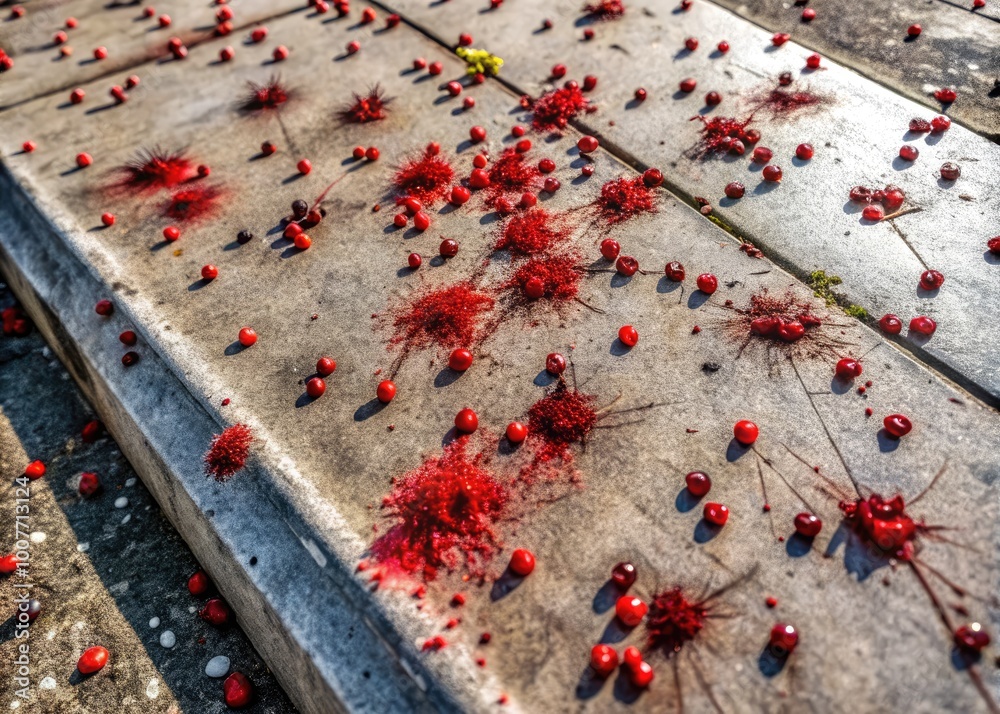 Unusual and Disturbing Bloody Bird Droppings on Concrete Surface in ...