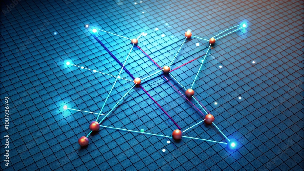 A 3D graph illustration displaying a grid of intersecting x, y, and z ...