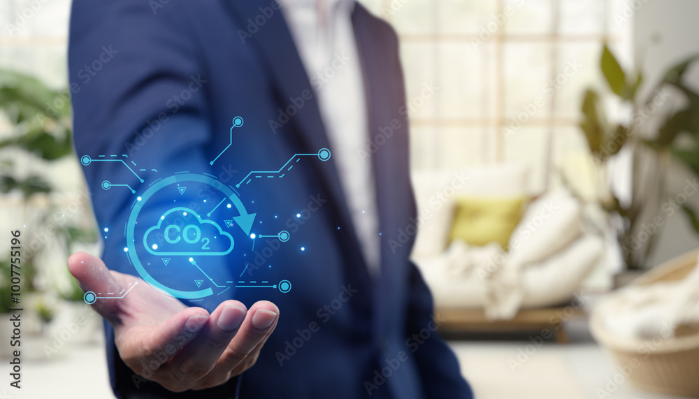 An illustration of CO2 environmental pollution, showing harmful carbon ...