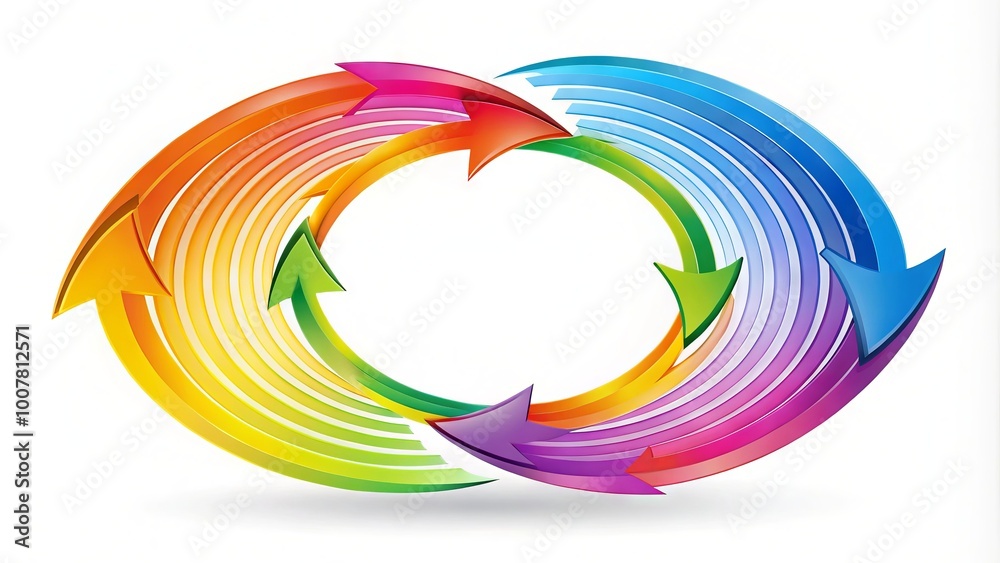 Vibrant circular arrows in a dynamic vector illustration, conveying ...
