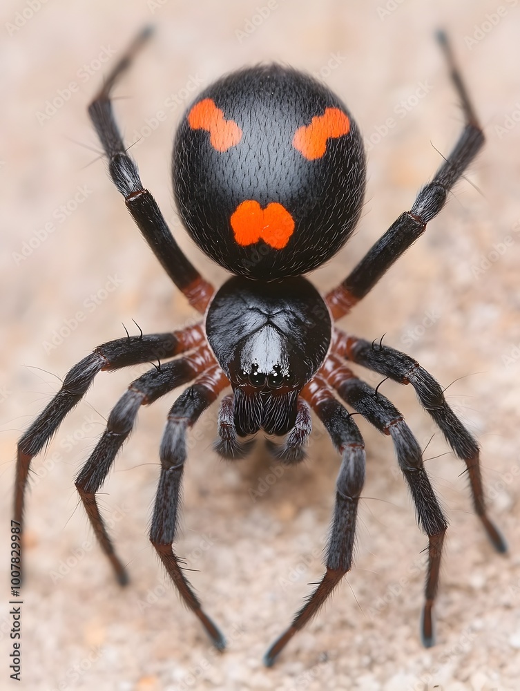Venomous Redback Spider with Striking Black and Red Markings Stock ...