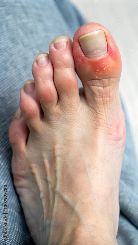 Phalangeal Fracture: The Toe Pain and Discoloration - A person holding ...