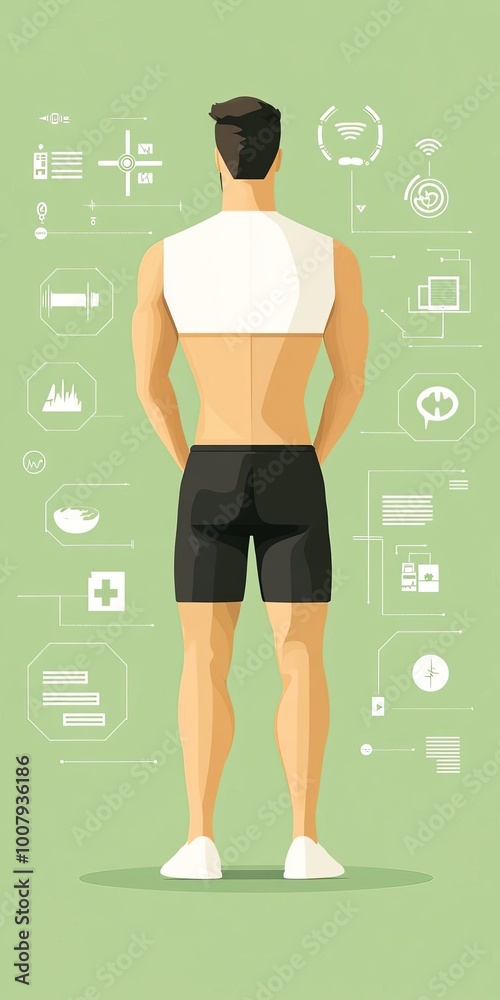 Digital augmentation of the human body flat design, top view, medical ...