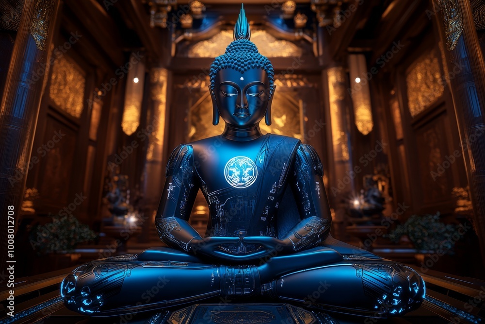 A futuristic version of the Temple of the Emerald Buddha, where robotic ...