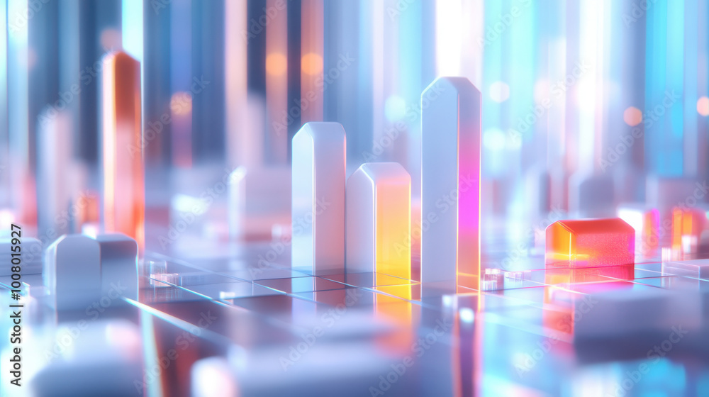 Colorful 3D bar graphs with data charts, representing business ...