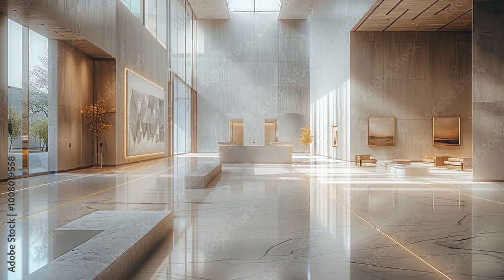 Luxury art museum space featuring enormous open galleries, high ...