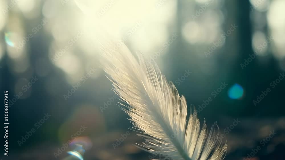 Macro video of a bird's feather with slow pan, soft diffused daylight ...