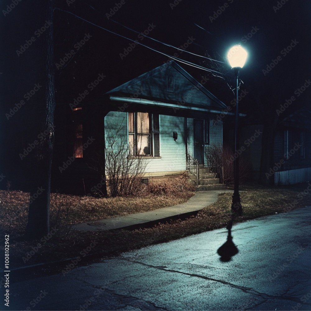 moody photograph of gritty, blue collar neighbourhood, a house, at ...