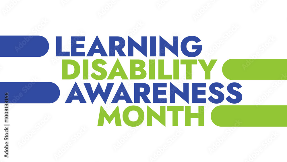 Learning Disability Awareness Month colorful text typography on white ...