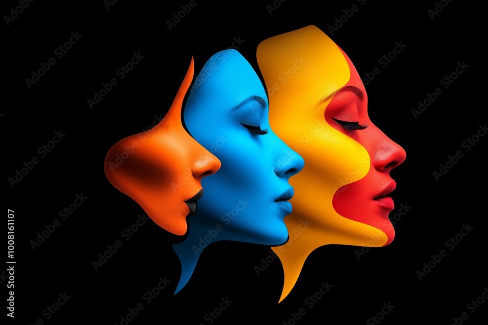 Group of people with different colored heads. The people are not shown ...