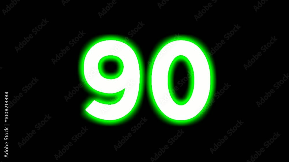 Neon number 90 ninety sign symbol modern animation motion graphics ...