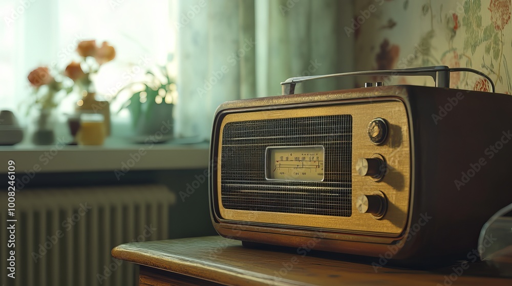 Old radio from 1950 and the years. Stock Photo | Adobe Stock