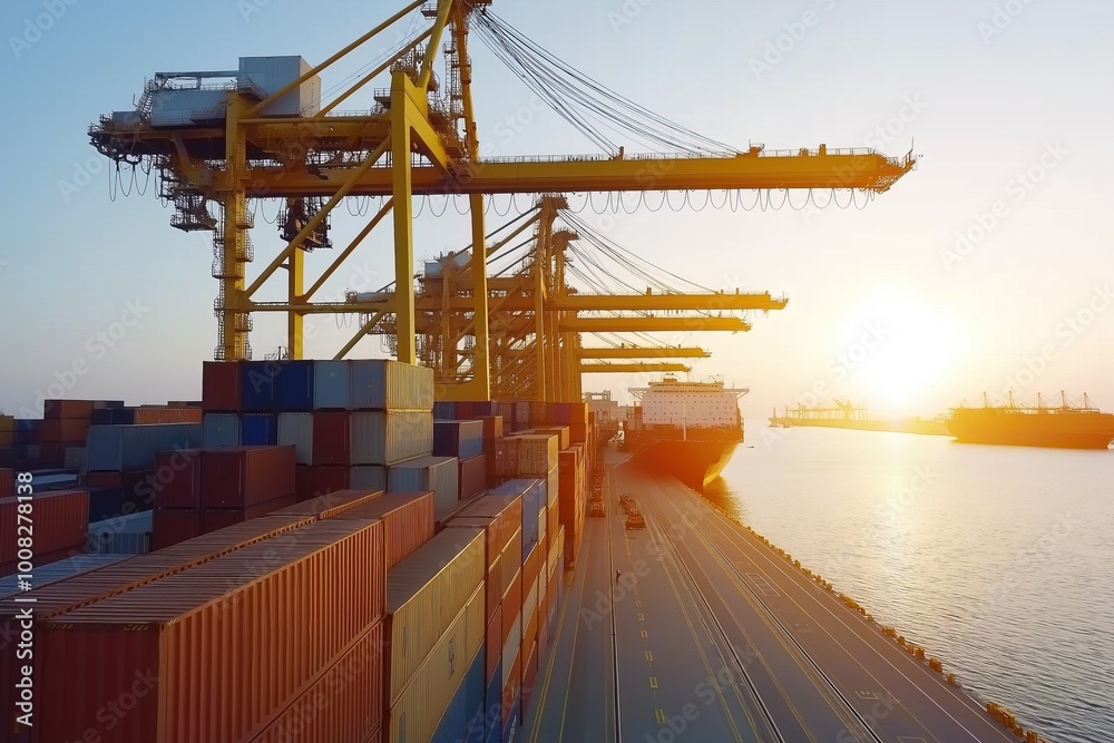 Longshoremen strike impacts operations at major port. Stock Photo ...