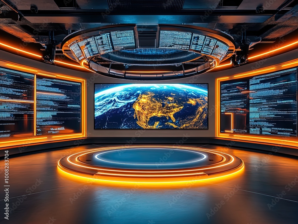 Visually Stunning Digital Command Center Poster: Circular Platform with ...