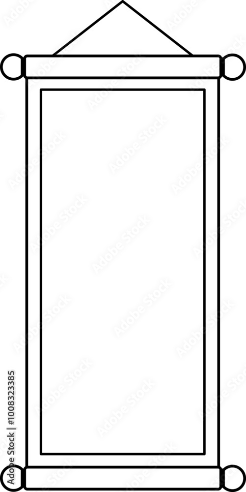 Blank Chinese Wall Scroll outline vector. Chinese Straight Scroll ...