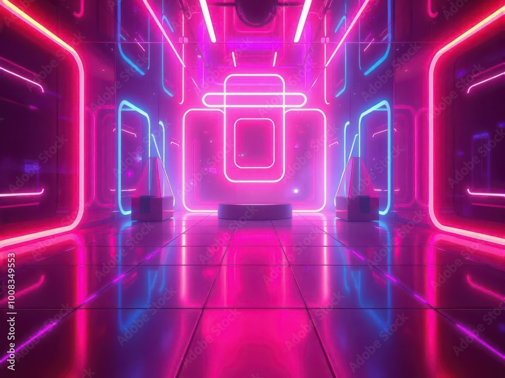 Dazzling retro disco background with vibrant neon colors and abstract ...