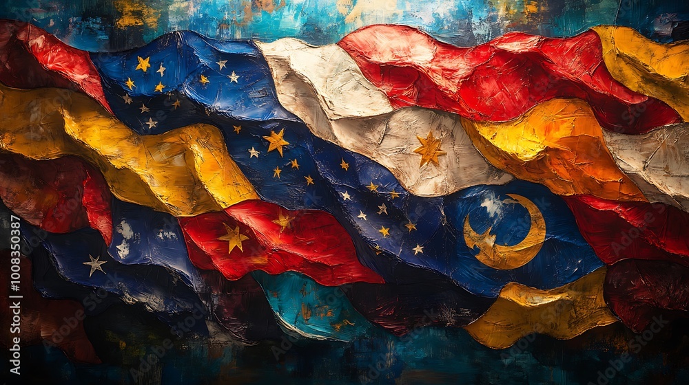 Dynamic Flags of ASEAN Representation in Colors Stock Illustration ...