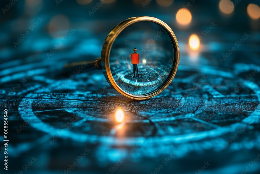 Magnifier glass focus to target icon which for planning development ...