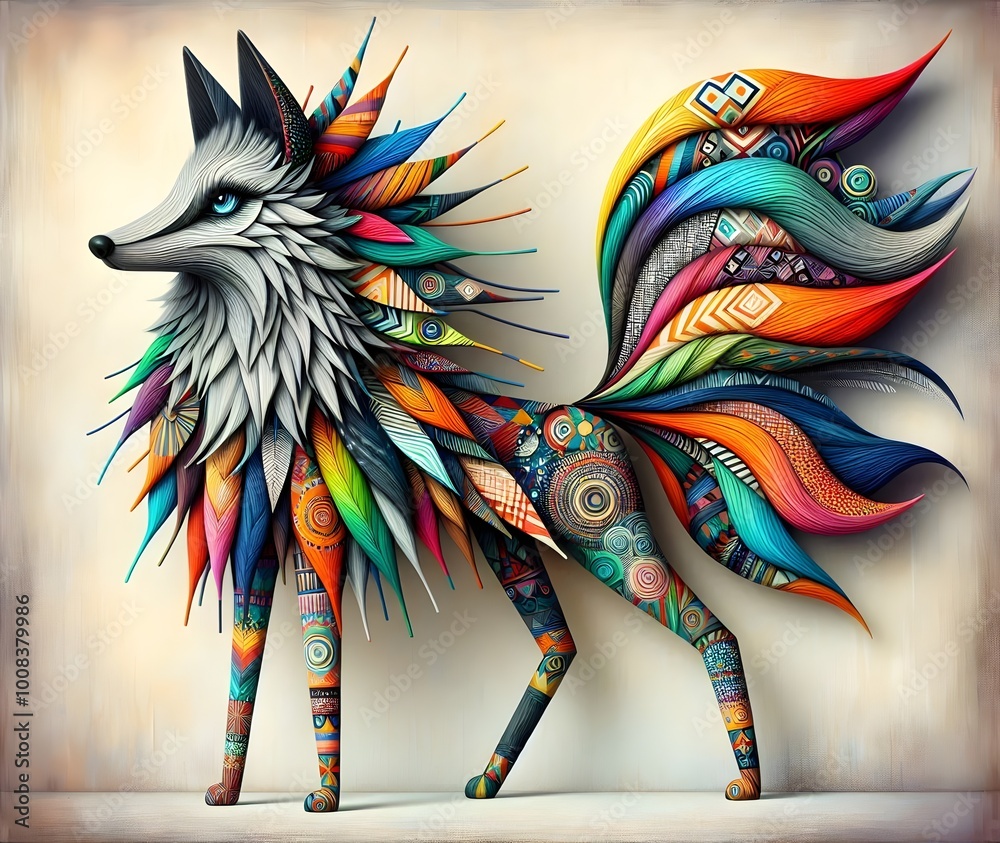 "Lobos Cósmicos: Espíritus de Colores" Stock Illustration | Adobe Stock