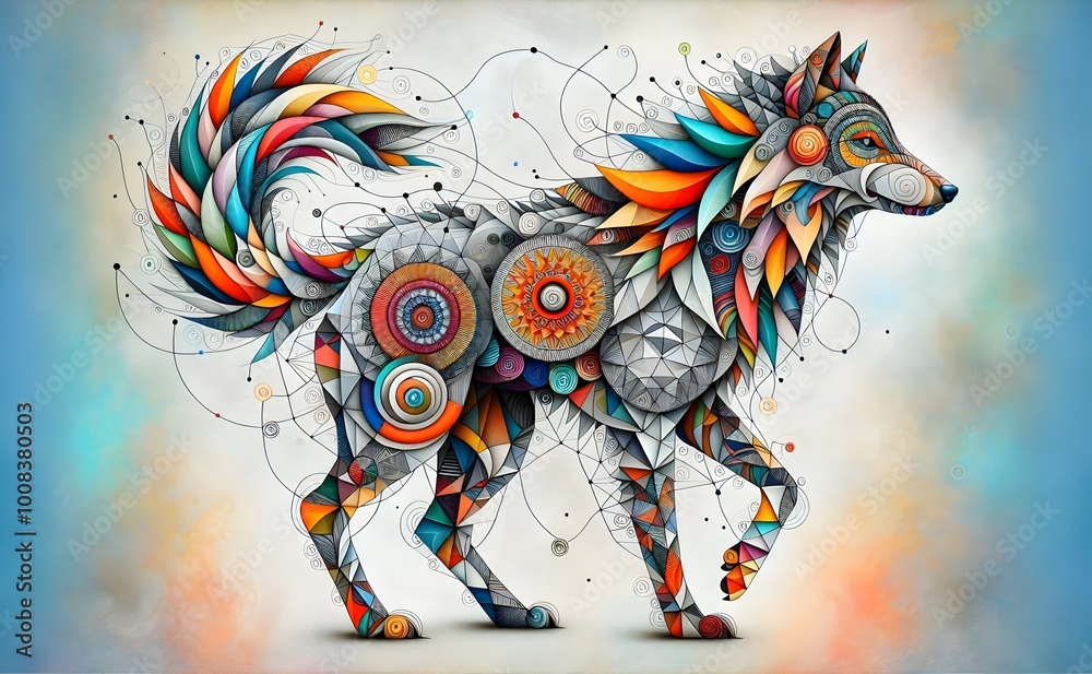 "Lobos Cósmicos: Espíritus de Colores" Stock Illustration | Adobe Stock