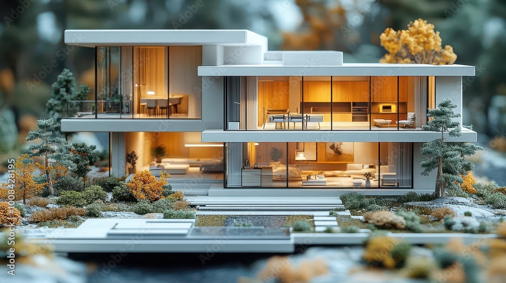 3d rendering of a closeup mockup showcasing a modern home layout ...