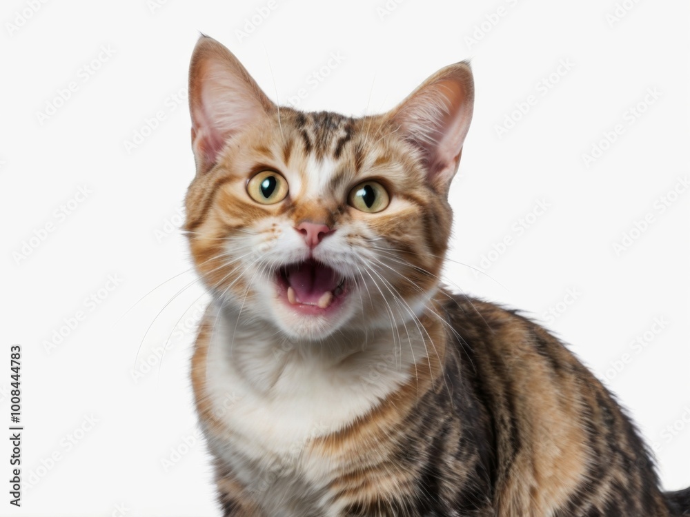 A meowing surprised cat isolated on a transparent background in png ...
