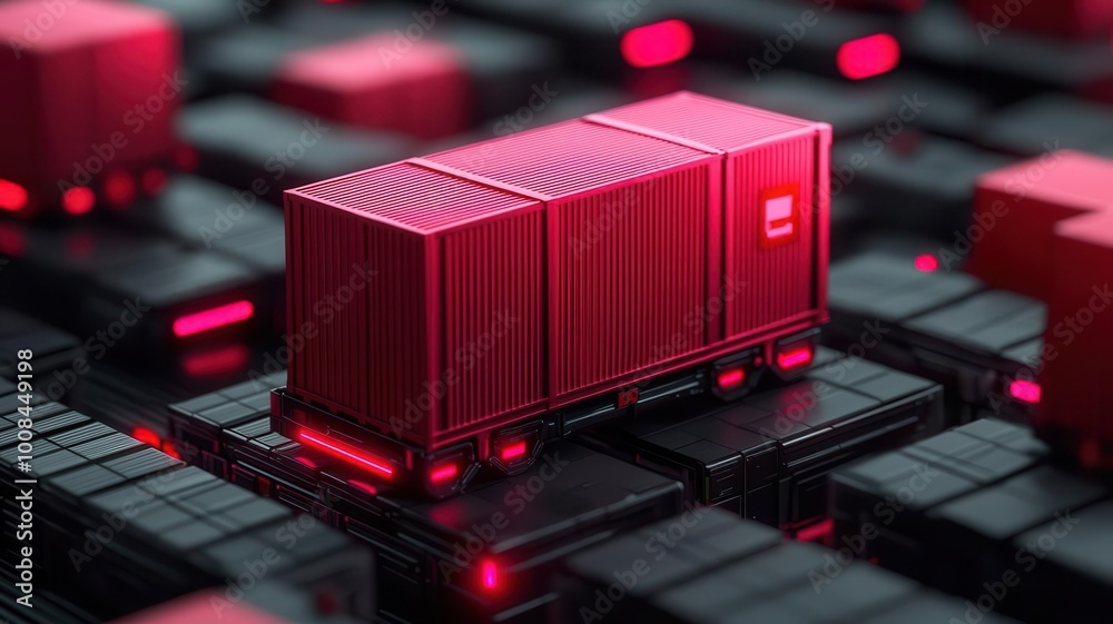 Cargo being tracked on a digital logistics platform, with glowing ...