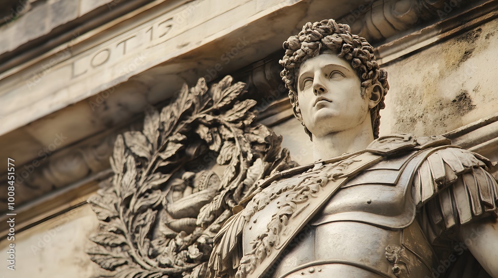 25. Roman figure in a triumphant pose with a laurel wreath and armor ...