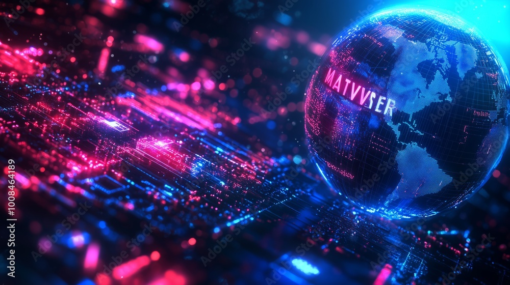 Metaverse, virtual reality, augmented reality and blockchain technology, user interface 3D ...