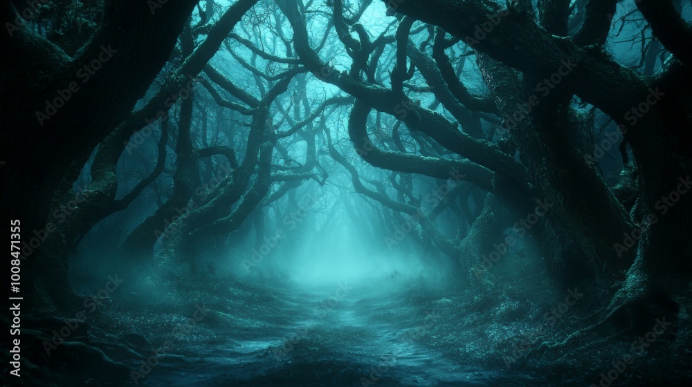 Witching Hour in the Enchanted Forest, a wide panoramic view of a ...