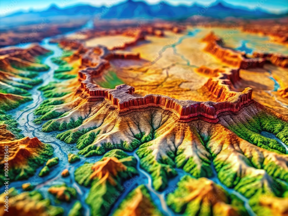 Detailed Arizona Terrain Map Displaying Topography, Landforms, and ...