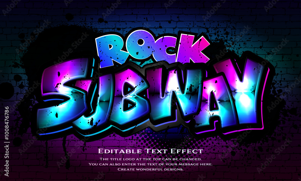 Photo ”Subway Rock” editable graffiti title logo text style effect ...
