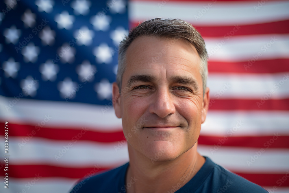 Happy american people citizens celebration national flag day ...