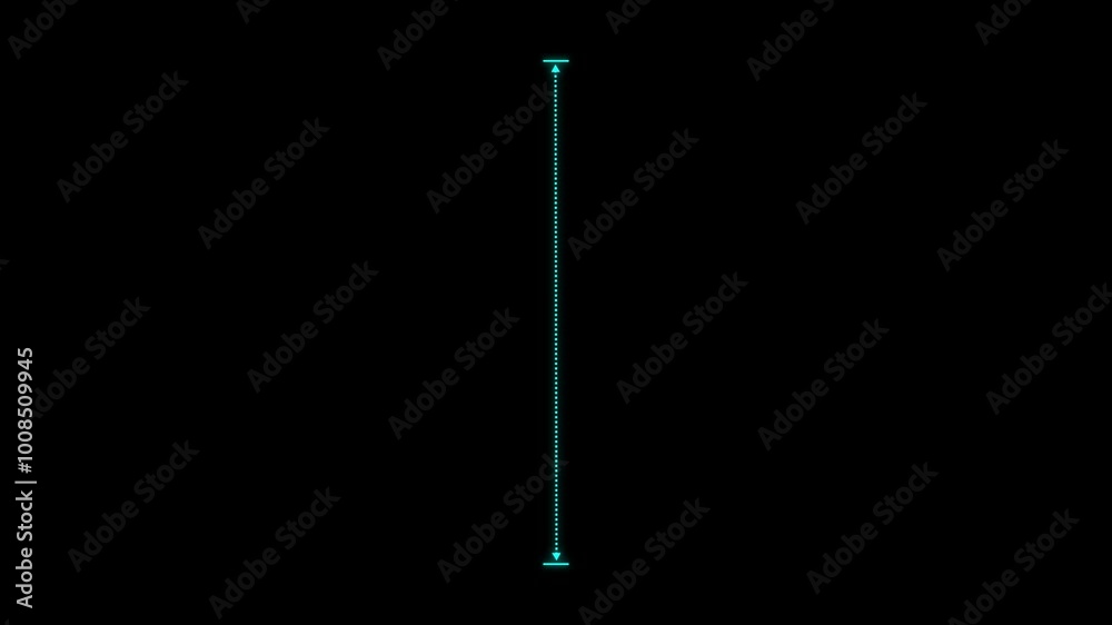 Measuring distance length dot line animation on black background ...