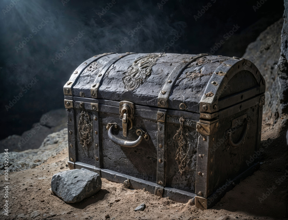 Ancient Treasure Chest Unveiled in a Sunlit Cave - A Relic of Untold ...