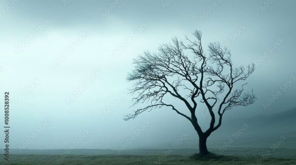 Surreal Tree in Dreamlike Landscape, a whimsical scene featuring an ...