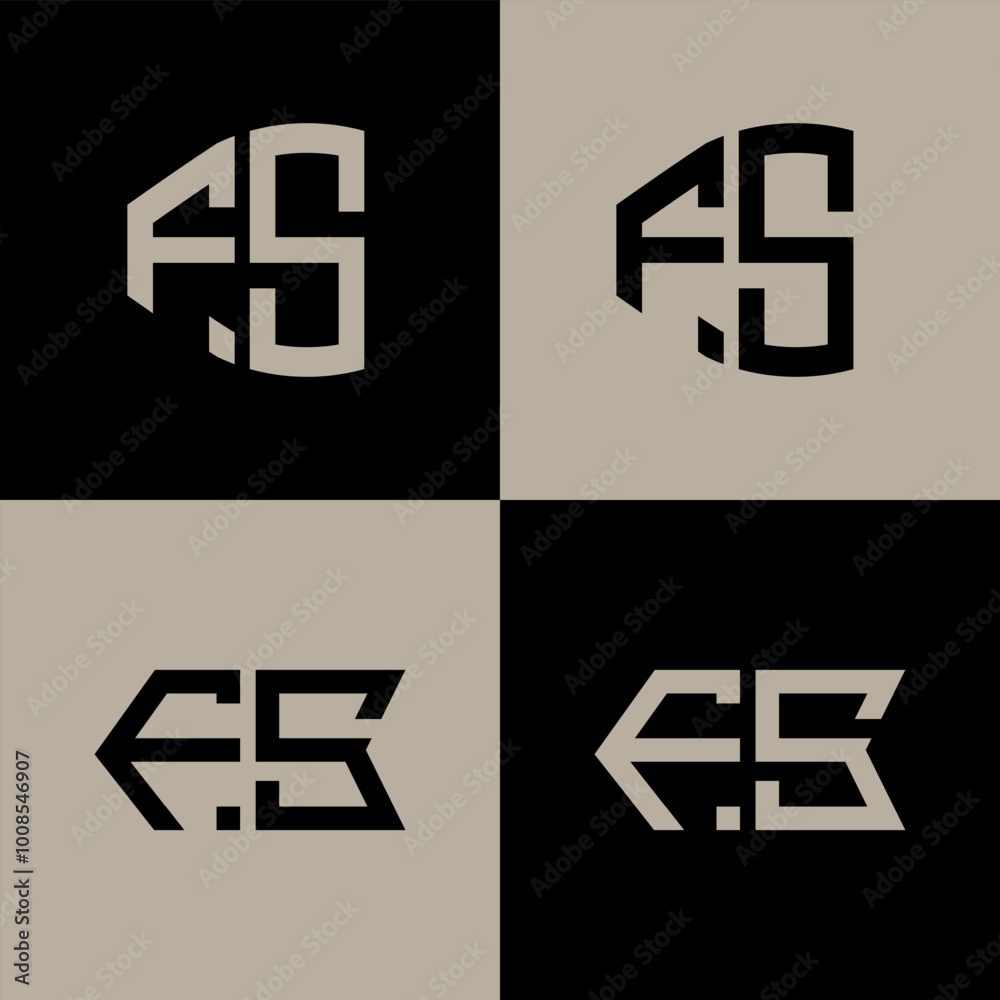 FS polygon, circle, hexagon, flat and simple letter logo set in one ...