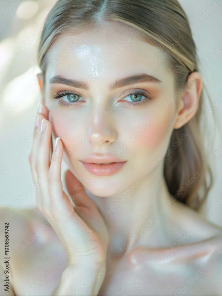 Radiant Beauty: A Stunning Woman with a Glowing Face Enhanced by ...