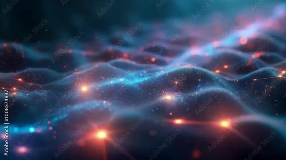 Modern tech wave flow Computer network artificial intelligence, big ...