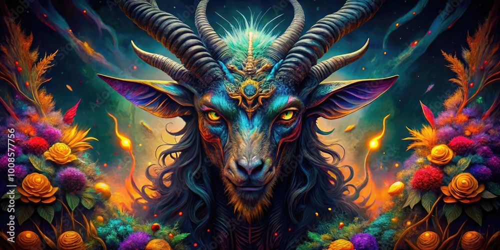 Intricate Baphomet Artwork Featuring Symbolism, Mystical Elements and ...