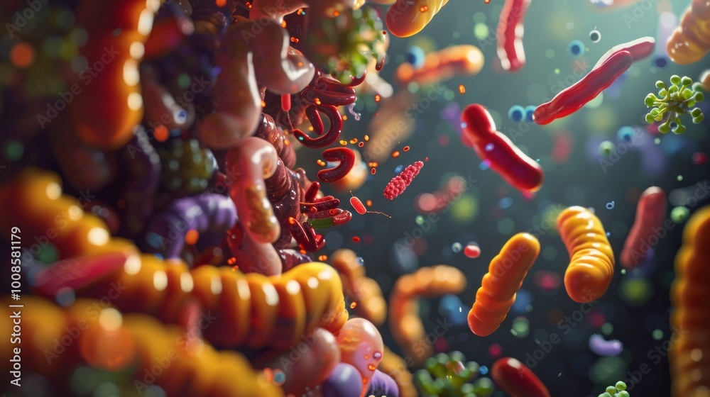 A digestive system illustration showing the balance of good and bad ...