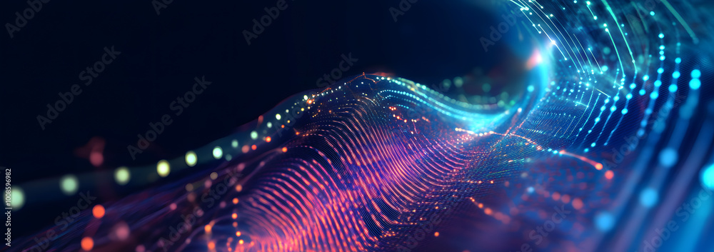 Cyber plasma and neon rhythm. Big data orbit high-tech innovation ...