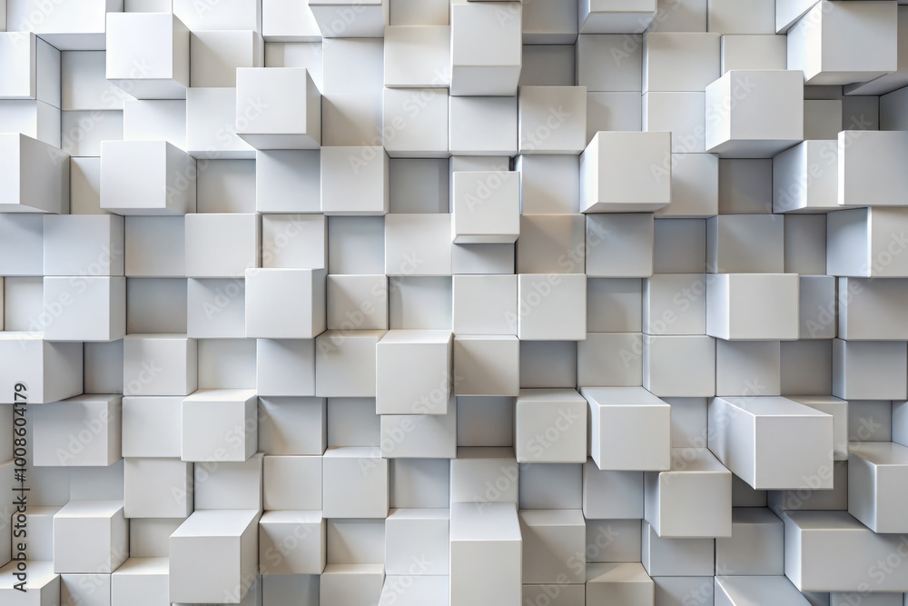 Layered rectangular prisms create striking white block pattern ...