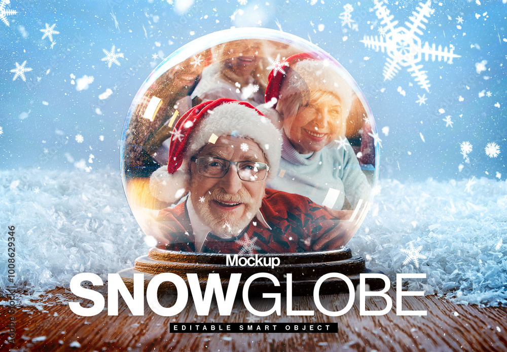 Christmas Snow Globe Mockup Layout Stock Template | Adobe Stock