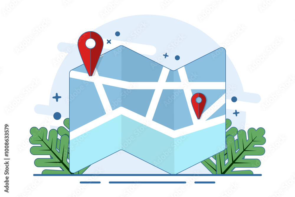 map concept. map UI elements. Geographical position and address. GPS ...