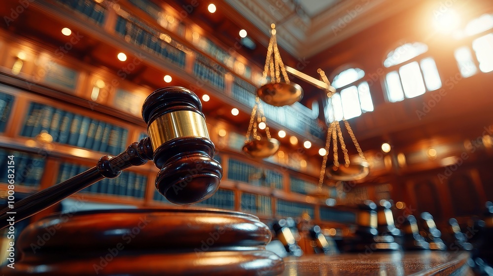 Courtroom Symbolism, a depiction of justice, law, and authority ...